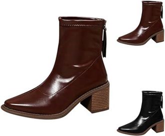 Generic Bottines dhiver en daim synthétique avec fermeture éclair - Chaudes - Style occidental - Antidérapantes - Polyvalentes - Pour femme, marron, 39 EU