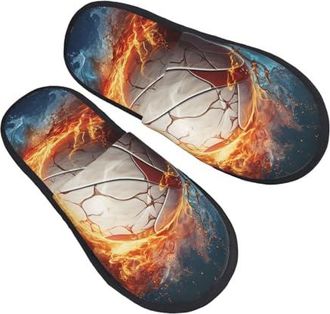 Generic Pantoufles Unisexes Volley-Ball De Glace Et De Feu Chaussons DIntérieur Confort Doublées En Peluche Pantoufles Pour Invités, Pour Mariage, Femmes, Fêt