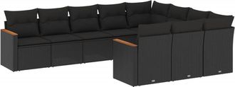 vidaXL Vidaxl - Set Divani Da Giardino 10pz Con Cuscini In Polyrattan Nero