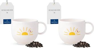 Villeroy & Boch With Love Kaffeebecher Hello Sunshine Wei&szlig;, Sp&uuml;lmaschinenfest, Mikrowellensicher, Kaffeetasse Sonne, Hei&szlig;getr&auml;nkebecher, Tasse, Geschenk, Premium Porz