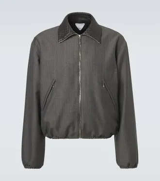 Bottega Veneta Blouson en laine, mohair et cuir Intrecciato