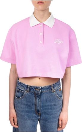 Msgm Msgm, Femme, Tops, Rose, Taille: 40 FR Cropped Polo Top