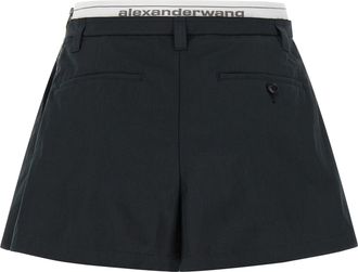 Alexander Wang Logo Waistband Cotton Bermuda Shorts - Black