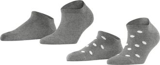Esprit Damen Sneakersocken Mesh Dot 2-Pack W SN Baumwolle kurz gemustert 2 Paar, Grau (Light Grey 3410), 35-38