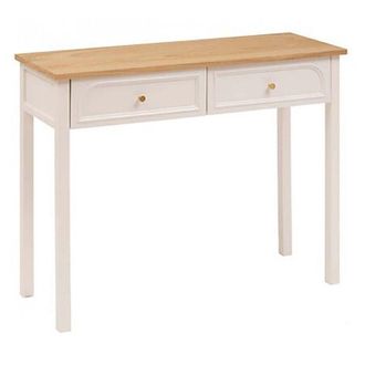 PEGANE Table console Coiffeuse avec 2 tiroirs, coloris ivoire - Longueur 100 x Profondeur 35 x Hauteur 80 cm
