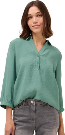 Cecil Damen 3412016 Lange Bluse in Unifarbe, Jewel Green, XX-Large
