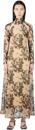 Rokh Femme, Robes, Beige, Taille: 42 FR Tattoo Print Dress