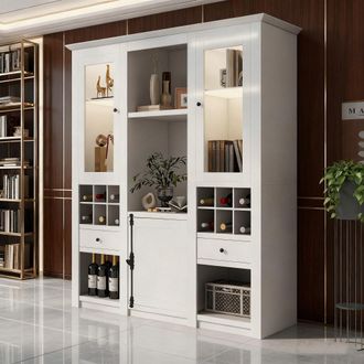 Generic Helle und Elegante Vitrine - Einstellbare RGB-LED-Beleuchtung mit 3 Ablagef&auml;chern, ideal f&uuml;r die Dekoration Ihres Wohnzimmers ()