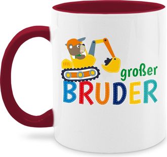 Shirtracer Tasse Tassen 325ml - Gro&szlig;er Bruder Bagger I Gro&szlig;er Bruder Geschenk Grosser Bruder - 325 ml - Bordeauxrot - tasse+gro&szlig;er+bruder big brother bro kindert