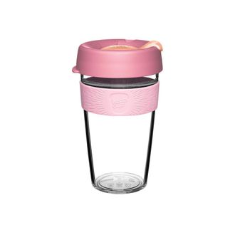KeepCup Originelle, leichte wiederverwendbare Kunststoff-Kaffeetasse mit spritzwassergeschütztem Trinkdeckel, 454 ml, Pfirsichfarben