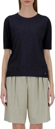 Herno Femme, Tops, Bleu, Taille: 38 FR T-Shirt en maille &agrave; effet glamour