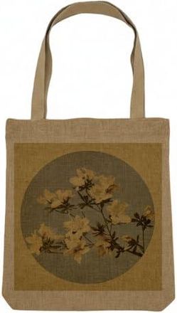 Fabulous Sac Shopping Tote Bag Aspect Lin - Fleur de Lys Ornement Elegant Peinture Design Nature Vintage Impressionisme - Sac de Courses Toile Epaisse 360g Bei