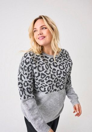 Only Carmakoma Rundhalspullover CARJADE ZEBRA L/S O-NECK KNT