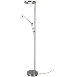 Trio Leuchten Led Deckenfluter barrie mit Leselampe verstellbar Silber 181cm
