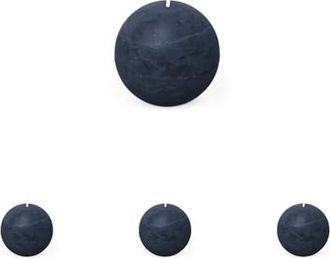 Spaas Rustikale Kugelkerze 80 mm 24St. - dunkelblau (Packung mit 4)