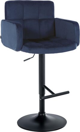 Clp Barhocker Los Angeles Samt | H&ouml;henverstellbarer Barstuhl Mit Drehbarem Sitz | Bistrohocker Mit Metallgestell Und Fu&szlig;st&uuml;tze, Farbe:blau, Gestell Farbe: