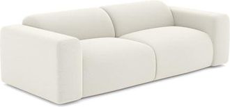 Vente-Unique Canap&eacute; 4 Places en Tissu Bouclette Blanc POGNI de Maison C&eacute;phy