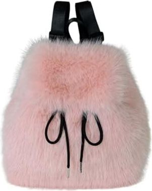 Generic Sac à dos en peluche imitation fourrure de renard, plusieurs couleurs, cordon de serrage, sac de rangement de grande capacité avec fermeture magnétiqu