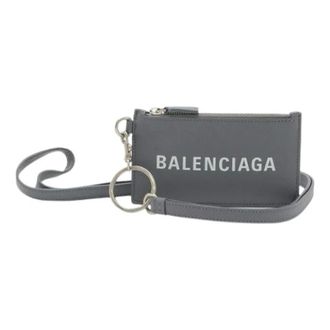 Balenciaga Pre-owned &Eacute;tui &agrave; cartes en cuir Cash - Femme - Pre-owned - Gris - Taille: ONE Size