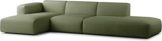 Studio Copenhagen home24 Ecksofa mit Chaiselongue Grün Cordstoff Snor 290 x 71 x 173cm Longchair davorstehend links Modern