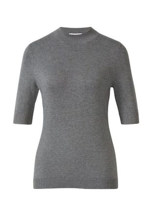 Comma Kurzarmpullover Strickpullover Halbarm-Shirt mit Glitzergarn