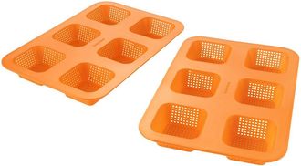 Betty Bossi Mini Brötchen Backform aus Silikon, 2er Set für 12 Mini Brötchen, Muffins & Törtchen, Perforiert, Antihaft, Hitzebeständig bis 220°C, Für 500g Mehl Re