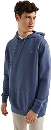 Polo Club Sweat a Capuche Bleu Denim Homme avec Poches - 100% Coton Sweatshirt Manches Longues