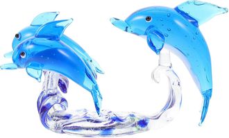 Lurrose Kristallglas Delfin Dekofigur Einzigartiger Kleiner Glas Delfin mit Flachem Boden Langlebiges Hochwertiges Wohnzimmerschmuckst&uuml;ck f&uuml;r Schreibtisch und
