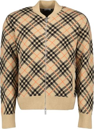Burberry Homme, Pulls, Beige, Taille: M Bomber en cachemire à carreaux