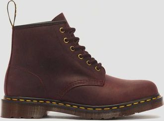 Dr. Martens 101 6 Eye Crazy Horse Leder Schn&uuml;rstiefel in Rot, Gr&ouml;&szlig;e: 36