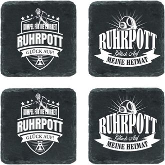 Generic Untersetzer Ruhrpott Bergbau Kumpel Förderturm 4 Stck. Schiefer Set Glück auf