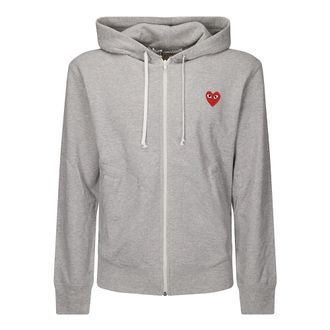 Comme Des Gar&ccedil;ons Homme, Sweatshirts et sweats &agrave; capuche, Gris, Taille: XL Sweat &agrave; Capuche Gris avec Fermeture &Eacute;clair, Coeurs