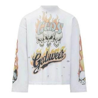 GCDS Gcds, Homme, Sweatshirts et sweats &agrave; capuche, Blanc, Taille: S T-shirt Riders LS
