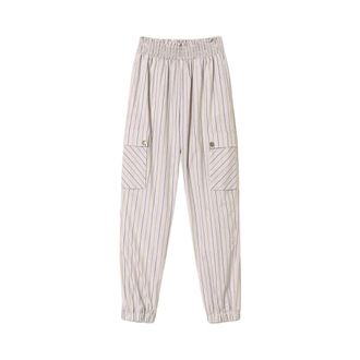 Twinset Cargo Gestreifte Popeline Hose - - Trousers - Damen - Rosa - S