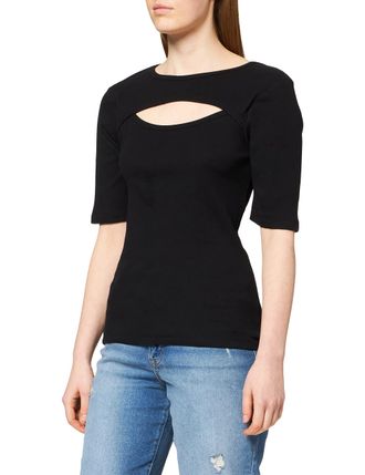 Desires Womens,Dareen Organic Cut Tee, 9000 BLACK,XS