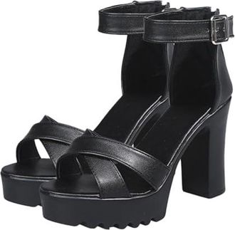 FOMIYES Sandales à Talons Femme Élégantes Peep Toe à Talon Épais Antidérapantes pour Soirée Confortables et Stables pour Travail et Shopping