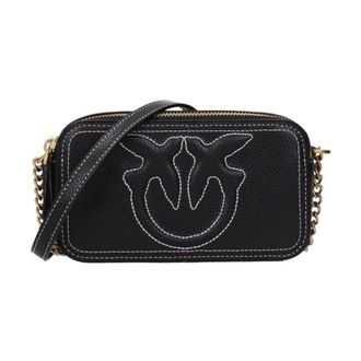 Pinko Pinko, Femme, Sacs, Noir, Taille: ONE Size Sac bandouli&egrave;re en cuir avec bandouli&egrave;re r&eacute;glable