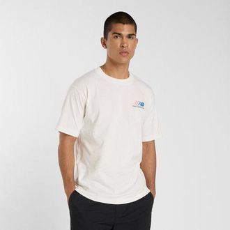 New Balance Herren Athletics Multi Color Logo T-Shirt in Weiß, Baumwolle, Größe 2XL