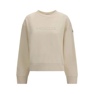 Moncler Femme, Sweatshirts et sweats &agrave; capuche, Beige, Taille: 40 FR Cotton SweaT-shirt