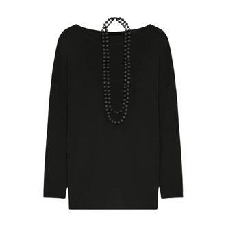 Elena Miro Viskose Ecovero Halskette Top - - Knitwear - Damen - Schwarzk - M