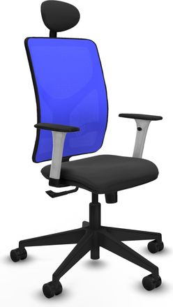 Piqueras y Crespo B&uuml;rostuhl aus Kunstleder, mit wei&szlig;en und schwarzen Armlehnen, h&ouml;henverstellbare Lendenwirbelst&uuml;tze und festes Kopfteil, ausgestattet mit 3 Positionen,