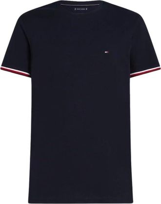 Tommy Hilfiger Herren Global Stripe Cuff Tee Mw0Mw38630 S/S T-Shirt, Blue (Desert Sky), XXL