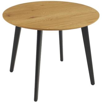Sweeek Runder Esstisch im Holzlook mit schwarzen Metallbeinen f&uuml;r 4 Personen