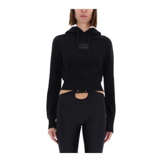 Versace Jeans Couture Cropped Logo Sweat &agrave; capuche - Femme - Sweatshirts et sweats &agrave; capuche - Noir - Taille: 44 FR