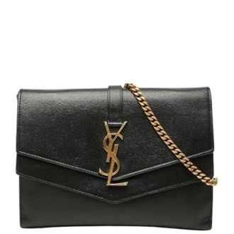 Saint Laurent Sac bandouli&egrave;re en cuir Monogram Pre-owned - Femme - Pre-owned - Noir - Taille: ONE Size