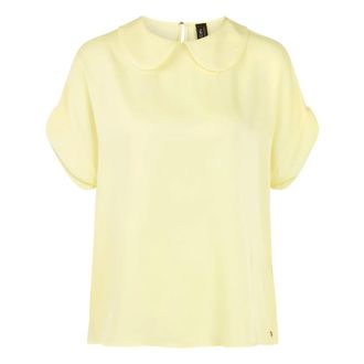 Marc Cain Femme, Blouses et Chemises, Jaune, Taille: 38 FR Chemisier Fluide &agrave; Manches Courtes