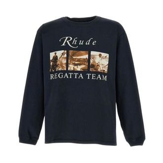 Rhude Homme, Tops, Noir, Taille: L T-shirt &agrave; Manches Longues en Jersey