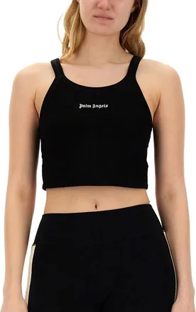 Palm Angels Logo-Print Cotton T-Shirt - Black