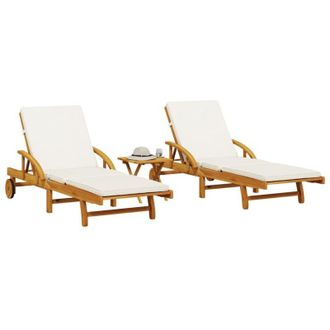 vidaXL Vidaxl - Sonnenliegen 2 Stk. mit Tisch Massivholz Akazie