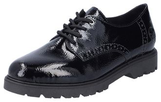 Rieker Schnürschuh RIEKER, Damen, Gr. 39, schwarz, Lacklederimitat, glänzend, Schuhe, Freizeitschuh, Halbschuh, Businessschnürer in glänzender Optik, Topsell
